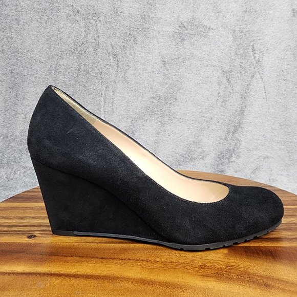 LK Bennett | Shoes | Lk Bennett Wedge Pumps Womens 8 39 Black Suede ...
